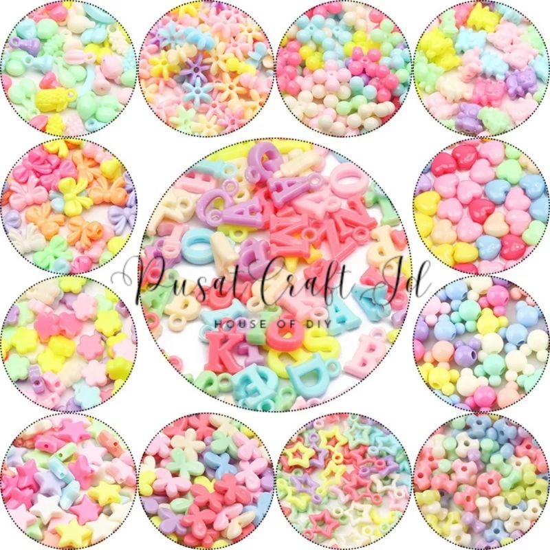 Jual 50 Pc Mote Akrilik Warna Warni Permen Model Campur Aneka Liontin ...