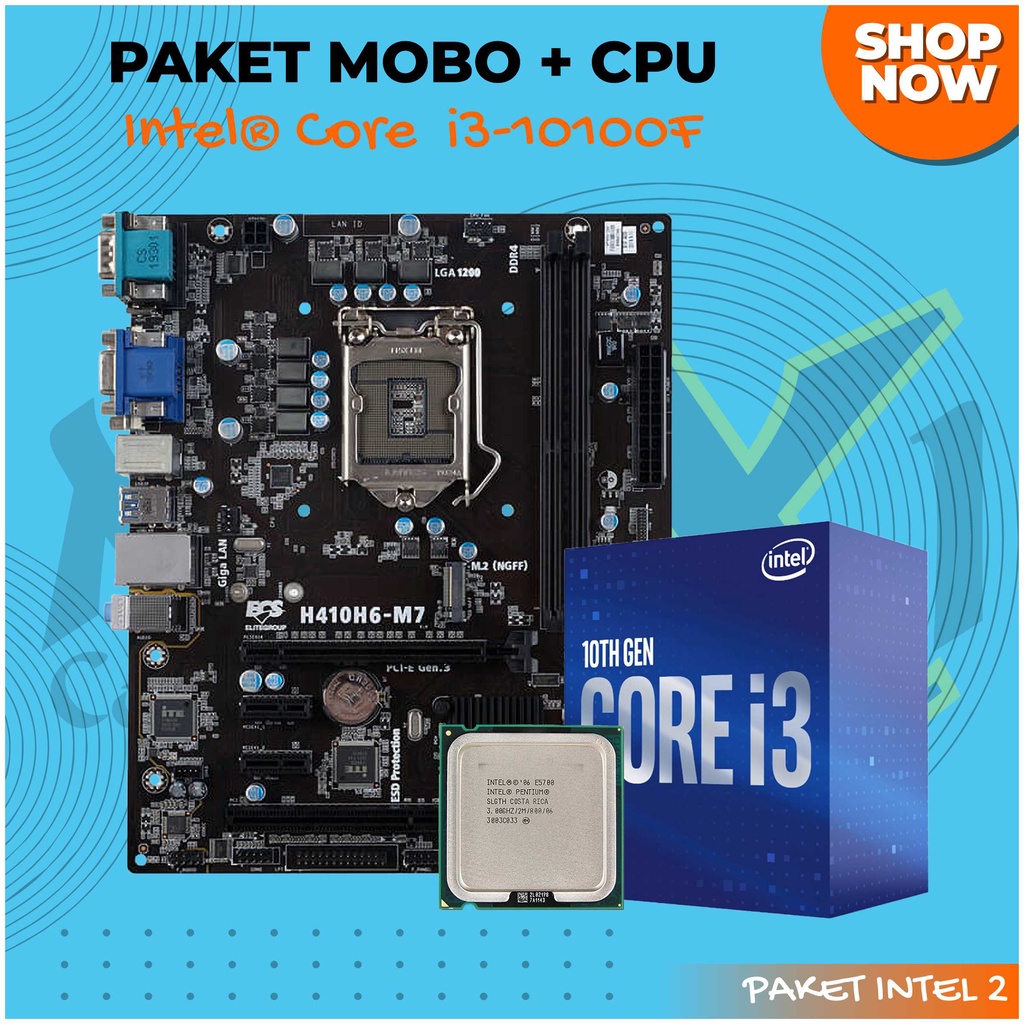 Jual Paket Processor Intel Core i3-10100F + Motherboard ECS H410H6-M7 | Shopee Indonesia