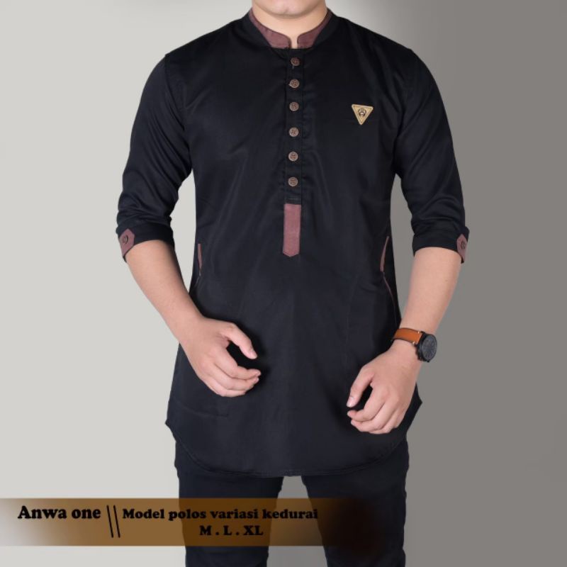 Jual Baju Koko Kurta Pakistan Lengan 3/4 Bahan Toyobo Original Anwa One ...