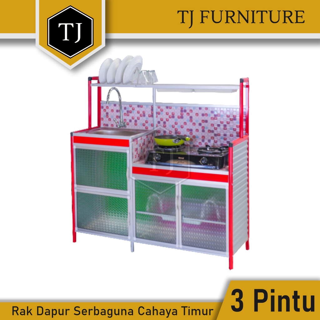 Jual Cahaya Timur Rak Dapur Serbaguna Dengan Rak Piring Kaca Es 3 Pintu ...