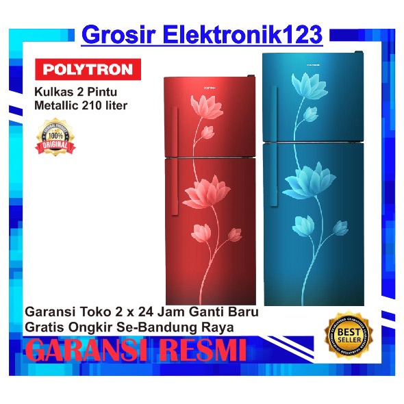Jual KULKAS POLYTRON Kulkas 2 Pintu Metallic 210 liter PRB 219R 219B ...