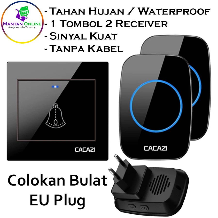 Jual Bel Pintu Wireless /Bell Rumah Tanpa Kabel waterproof 2 receiver ...