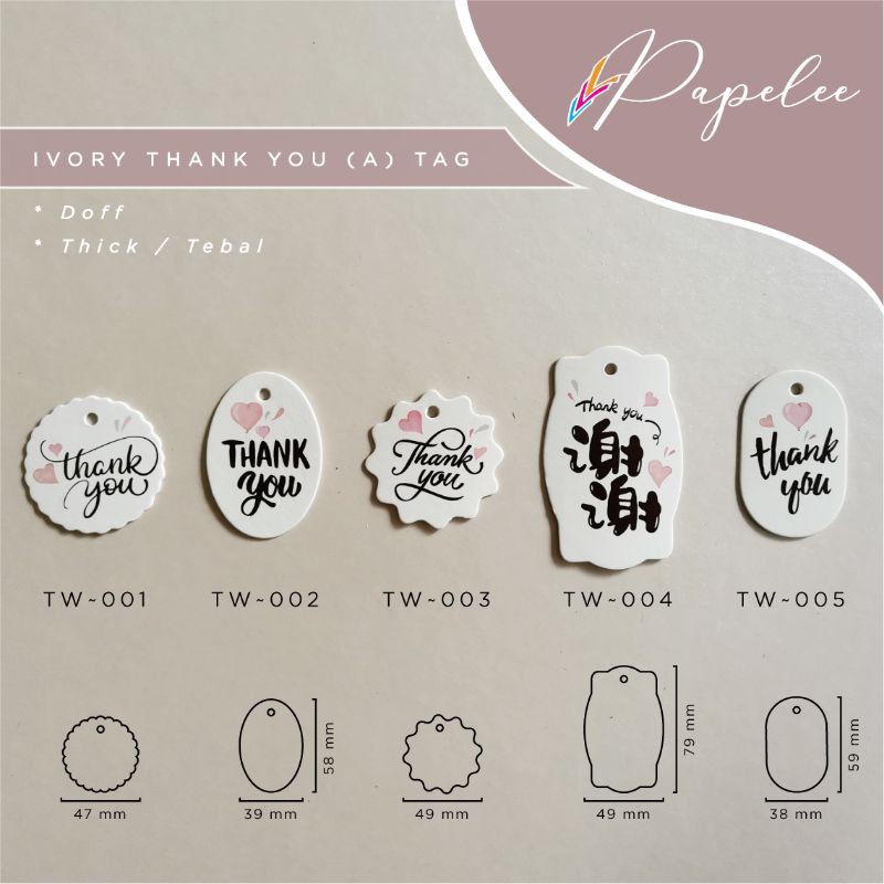 Jual Ivory Thankyou Tag Tebal | Thank You Tag | Gift Tag | Tag Hampers ...