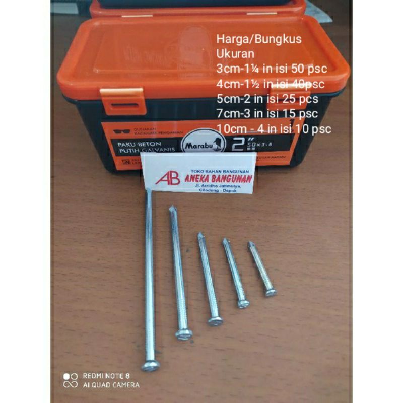 Jual MARABU Paku Beton putih harga Per Pack - Paku Beton Murah ...