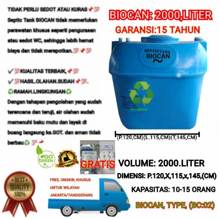 Jual SepticTank Bio Biotech Biotank Biofil Biotaff Sepiteng 2000 liter ...