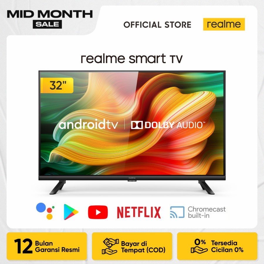 Jual Realme Smart HD TV LED 32 inch [Android 9.0, Bazel-less, Dolby ...