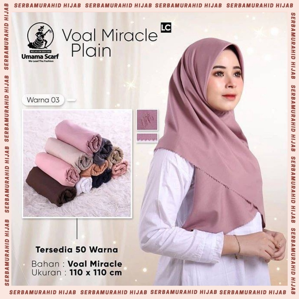 Jual HIJAB SEGIEMPAT LASERCUT VOAL MIRACLE PLAIN UMAMA | Shopee Indonesia