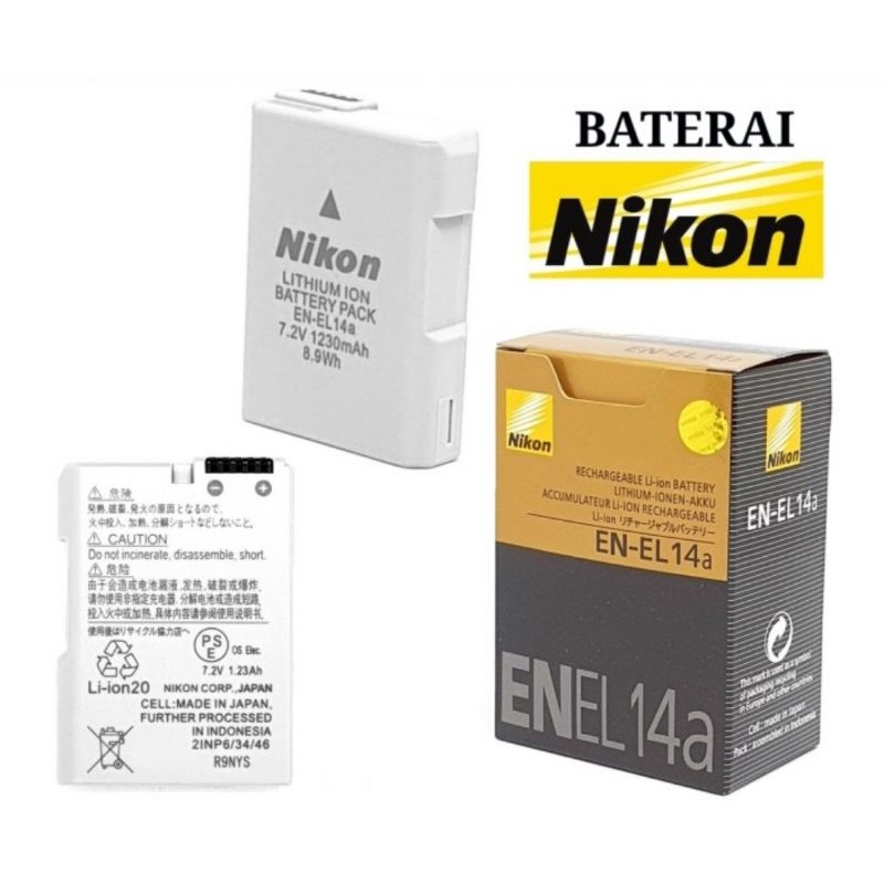 Jual Battery Nikon EN-EL14a/ENEL14a (D3100/D3200/D3300/D5100/D5200/D5300) | Shopee Indonesia