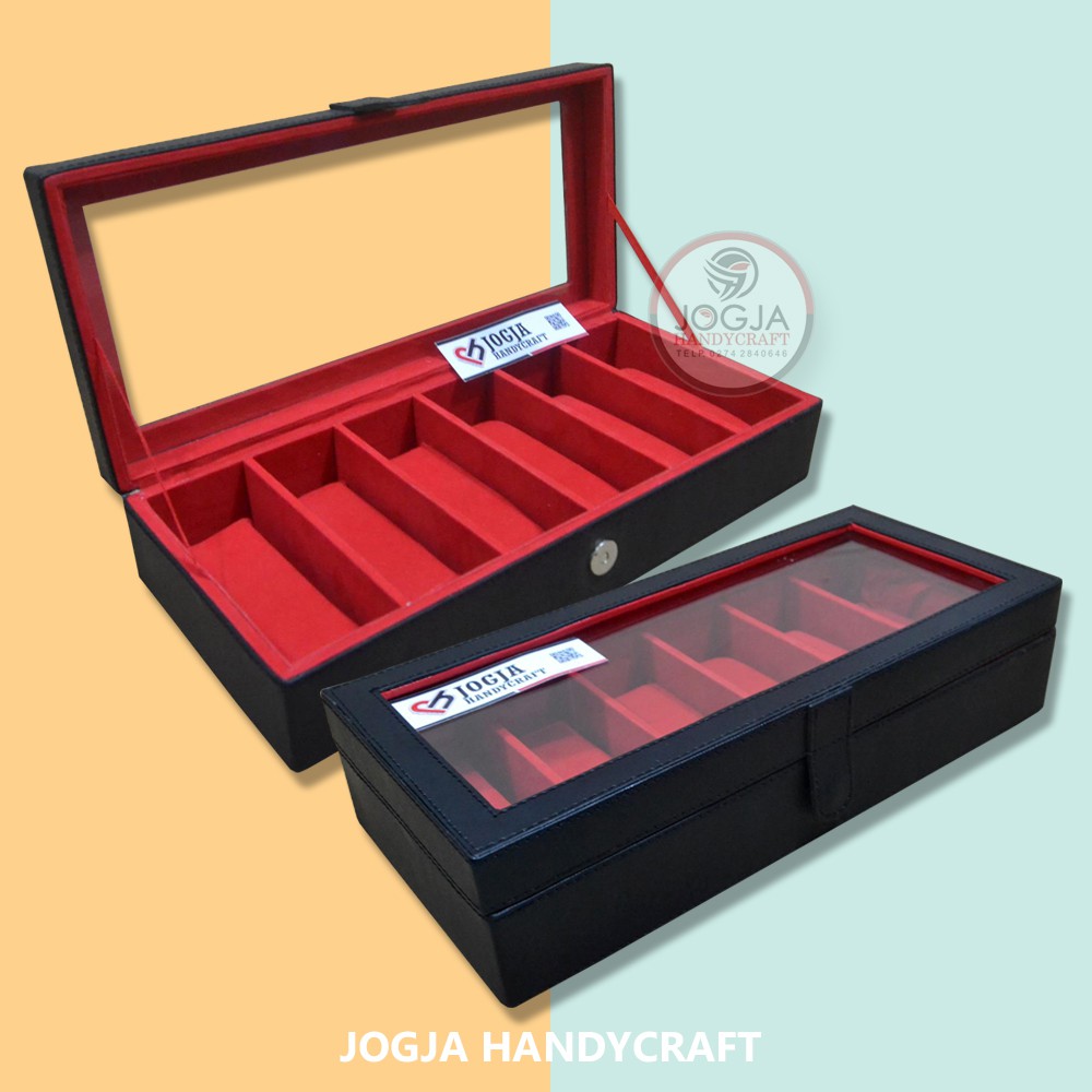 Jual Black Red Kotak Tempat Kacamata isi 6 Glasses Box Organizer Box ...