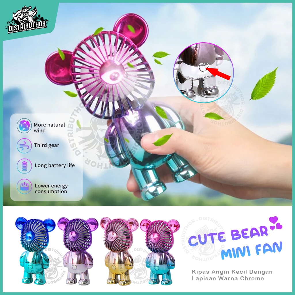 Jual Kipas Angin Karakter Bear Brick Mini Fan Pendingin USB Charger ...