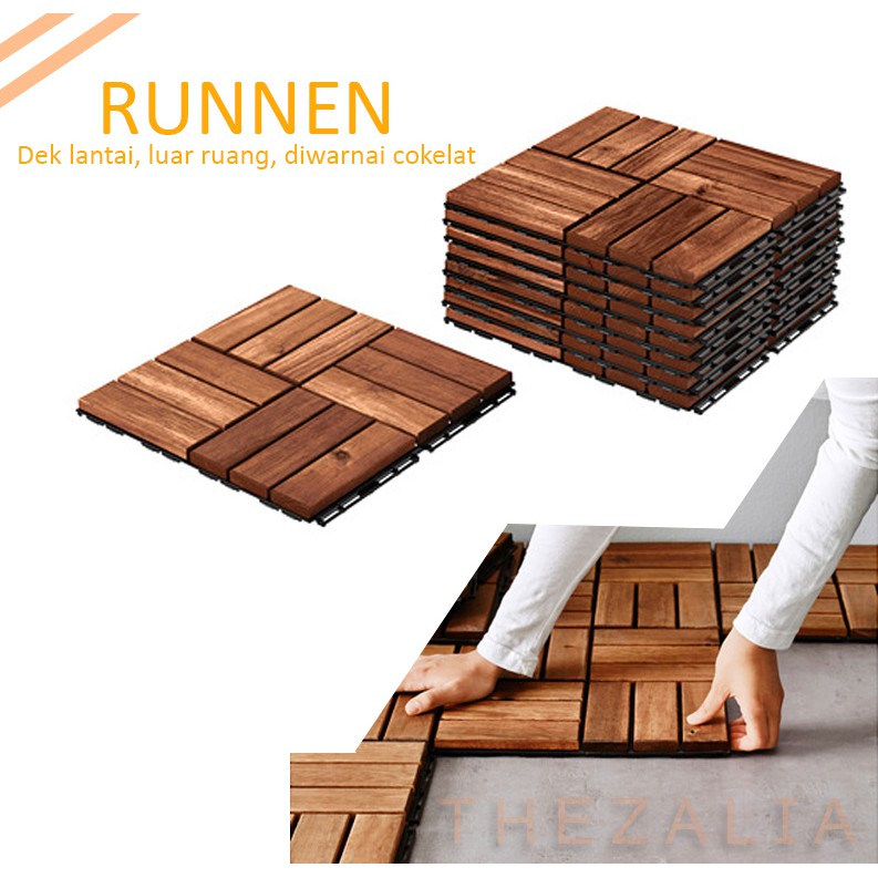 Jual RUNNEN Dek lantai luar ruang diwarnai cokelat isi 9 pcs / decking ...