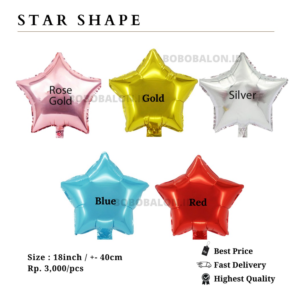 Jual Balon Foil Bintang / Balon Foil Star ( 40 cm / 18 inch ) | Shopee ...