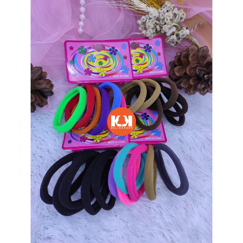 Jual (1 CARD 6 PCS) IKAT RAMBUT ELASTIS IMPOR UKURAN KECIL, SEDANG, DAN ...