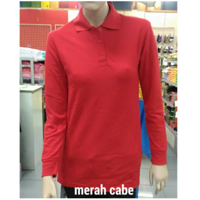 Jual KAOS POLO SHIRT WANITA/POLO POLOSAN KERAH LENGAN PANJANG | Shopee ...