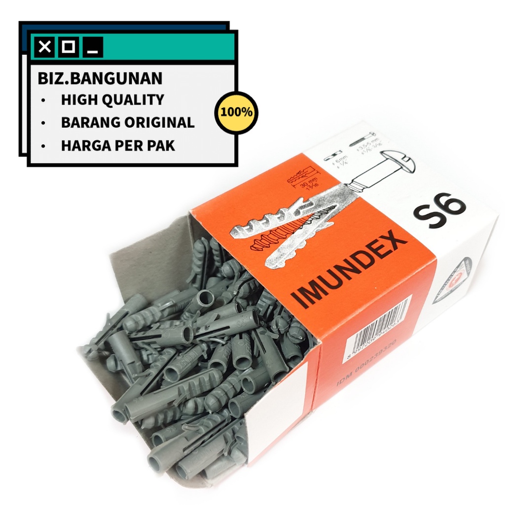 Jual IMUNDEX ALAT TANAM SEKRUP TEMBOK S6 - PENGIKAT PENGENCANG JANGKAR SKRUP S6 ISI 100 PCS ...