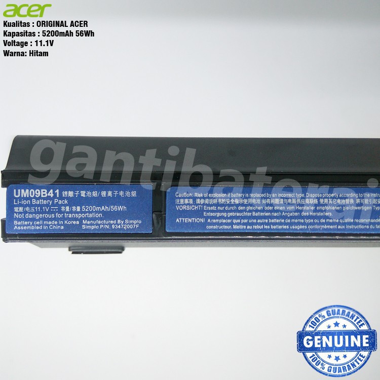 Jual Baterai Laptop Acer Aspire One ZG8 Series Original | Shopee Indonesia