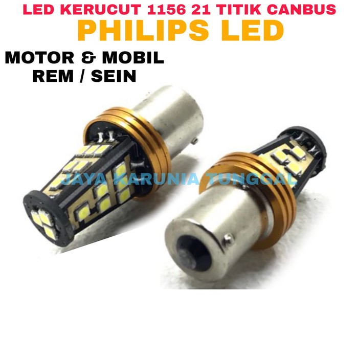 Jual LED PHILIPS REM SEIN 1156 bayonet 1 kaki KERUCUT 21 titik CANBUS | Shopee Indonesia