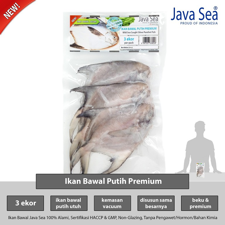 Jual JAVA SEA Ikan Bawal Putih Beku Utuh isi 3 ekor per pack 300gr | Shopee Indonesia
