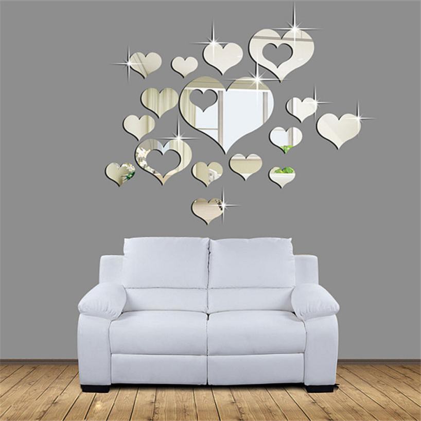 Jual Sticker Dekorasi Dinding Love Cermin Akrilik 15 pcs Silver COD ...