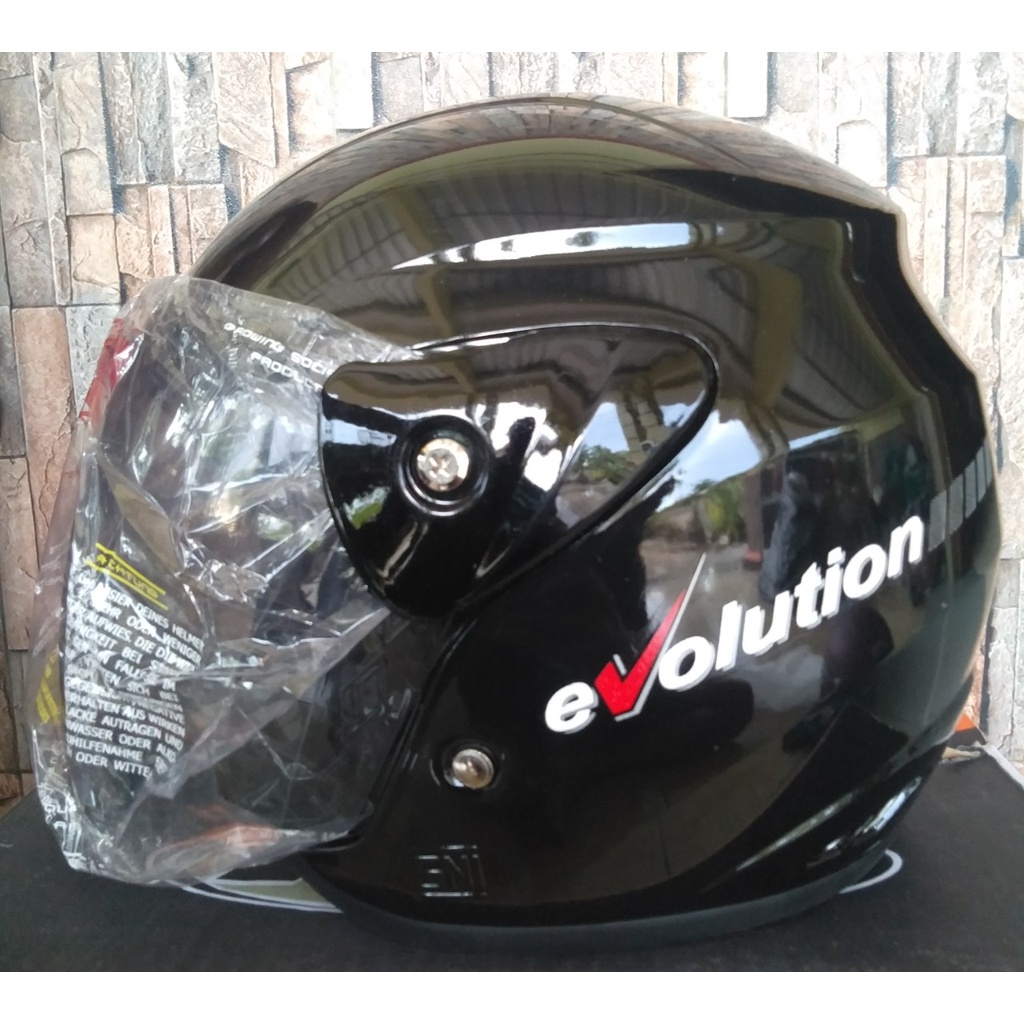 Jual Helm Evolution Hitam Glossy Gloss glosy Meling Glos Evo || Helm ...