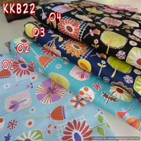 Jual Kkb22 Kain Katun Jepang Bahan Twill Motif Bunga Ceria uk 50cm x ...