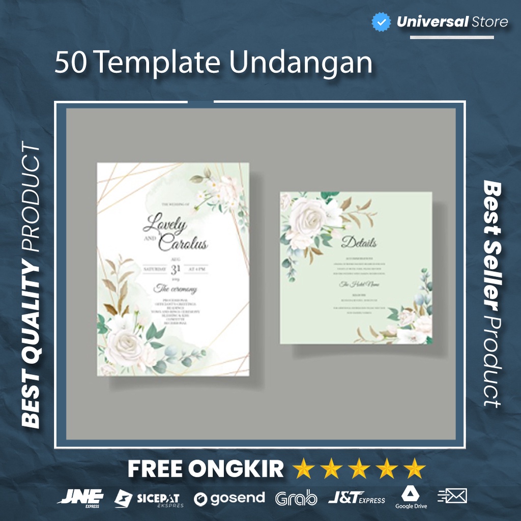Jual Koleksi 50 Template Undangan Ornament Flower Desain Design Motif ...