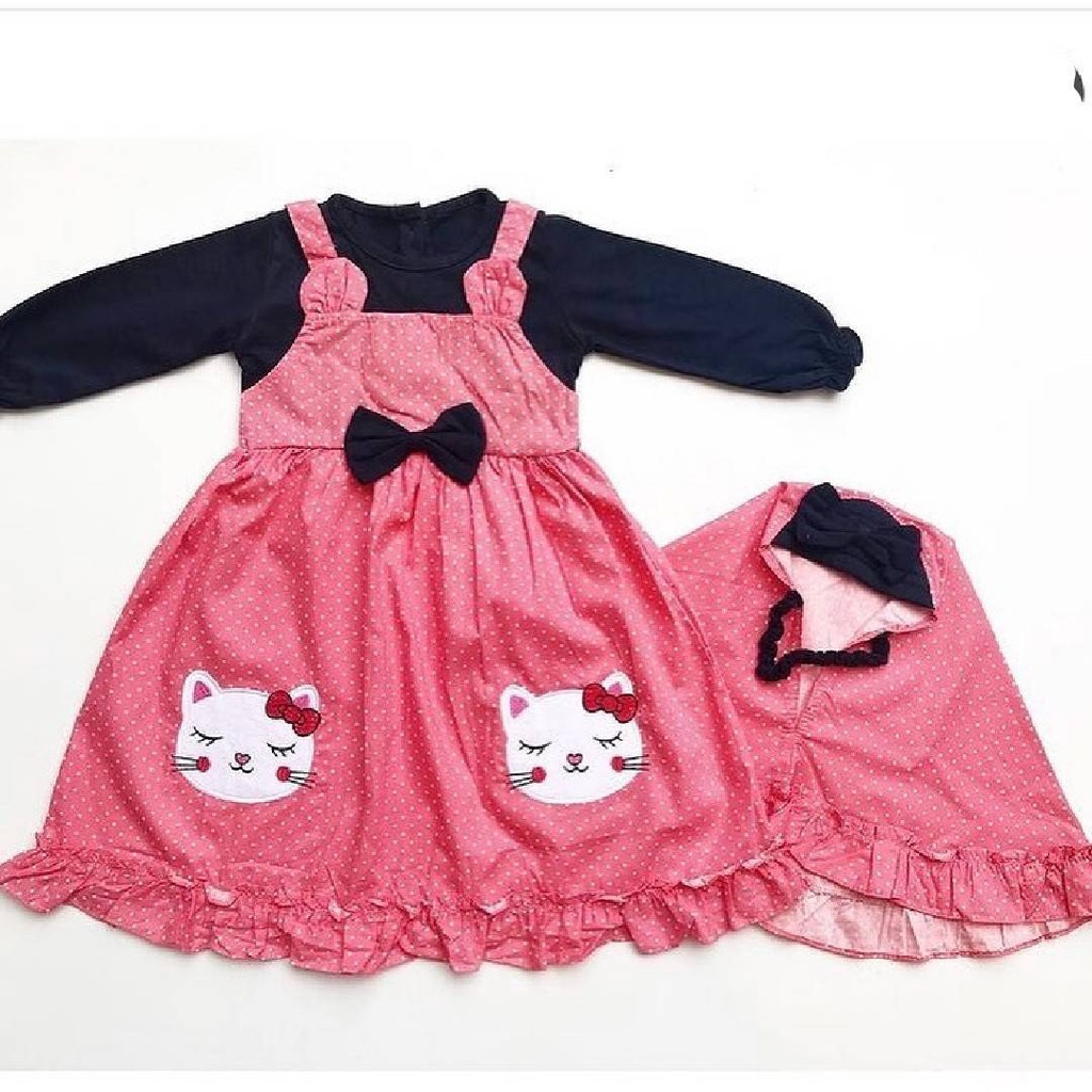 Jual MO BJ131 baju 1-2 tahun moslem muslim gamis anak motif kucing ...