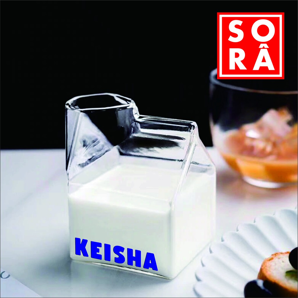 Jual Gelas kaca kotak susu / gelas unik / gelas susu / gelas kaca ...