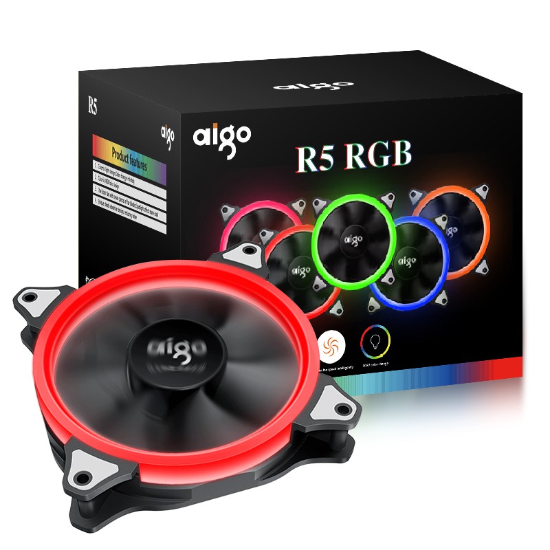 Jual aigo R5 RGB Halo Fan 5 Pack with Controller | Shopee Indonesia