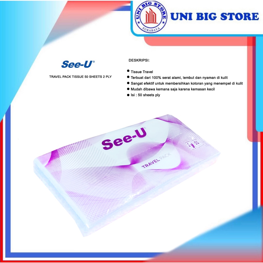 Jual SEE U SeeU Tissue Travel Pack 50 Sheets 2 Ply Facial Tisu | Shopee ...