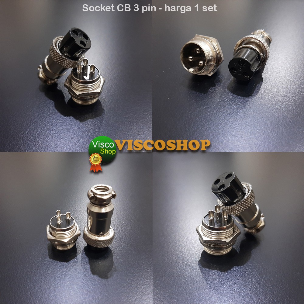Jual Jack connector CB 3 pin konektor CB 3P socket jek jak 3P | Shopee Indonesia