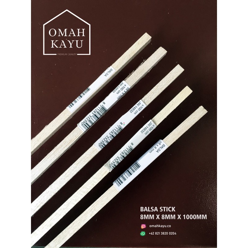 Jual BALSA STICK UKURAN 8 mm x 8 mm panjang 100cm BALSA WOOD STICK ...