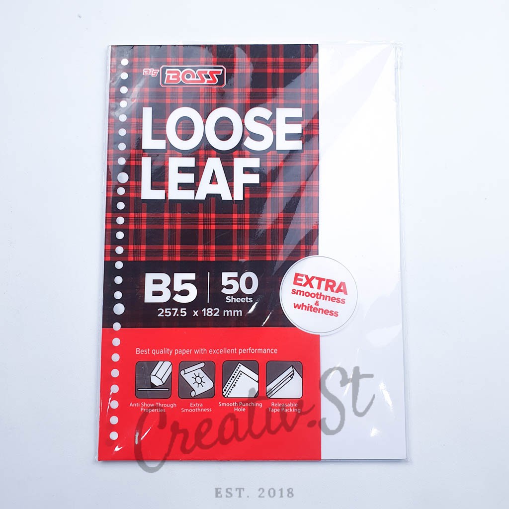 Jual BIG BOSS Loose Leaf B5 50 Lembar Polos 26 Ring Isi Binder | Shopee ...