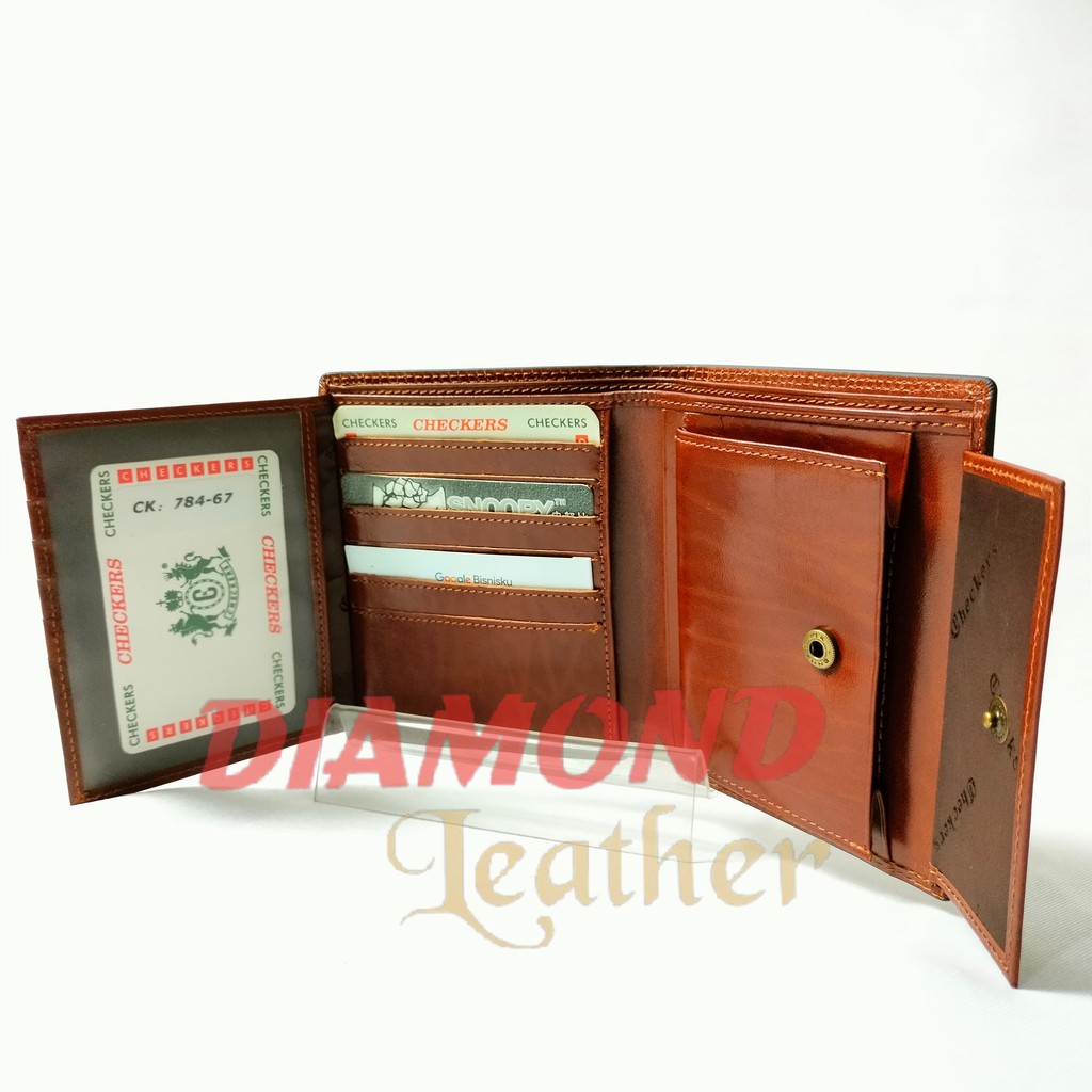 Jual FARNELL - Checkers Dompet Kulit Asli CK 67 | Shopee Indonesia
