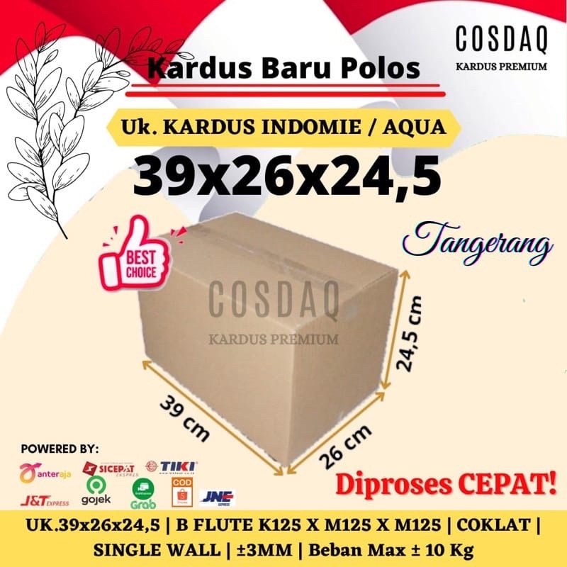 Jual DUS PACKING 39x26x24,5 cm DUS INDOMIE AQUA BARU POLOS KUAT KARTON ...