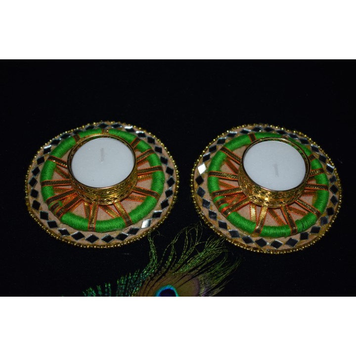 Jual Diwali Diya Candle Stand Gold Mirror Combo - Set of 2 pcs | Shopee ...