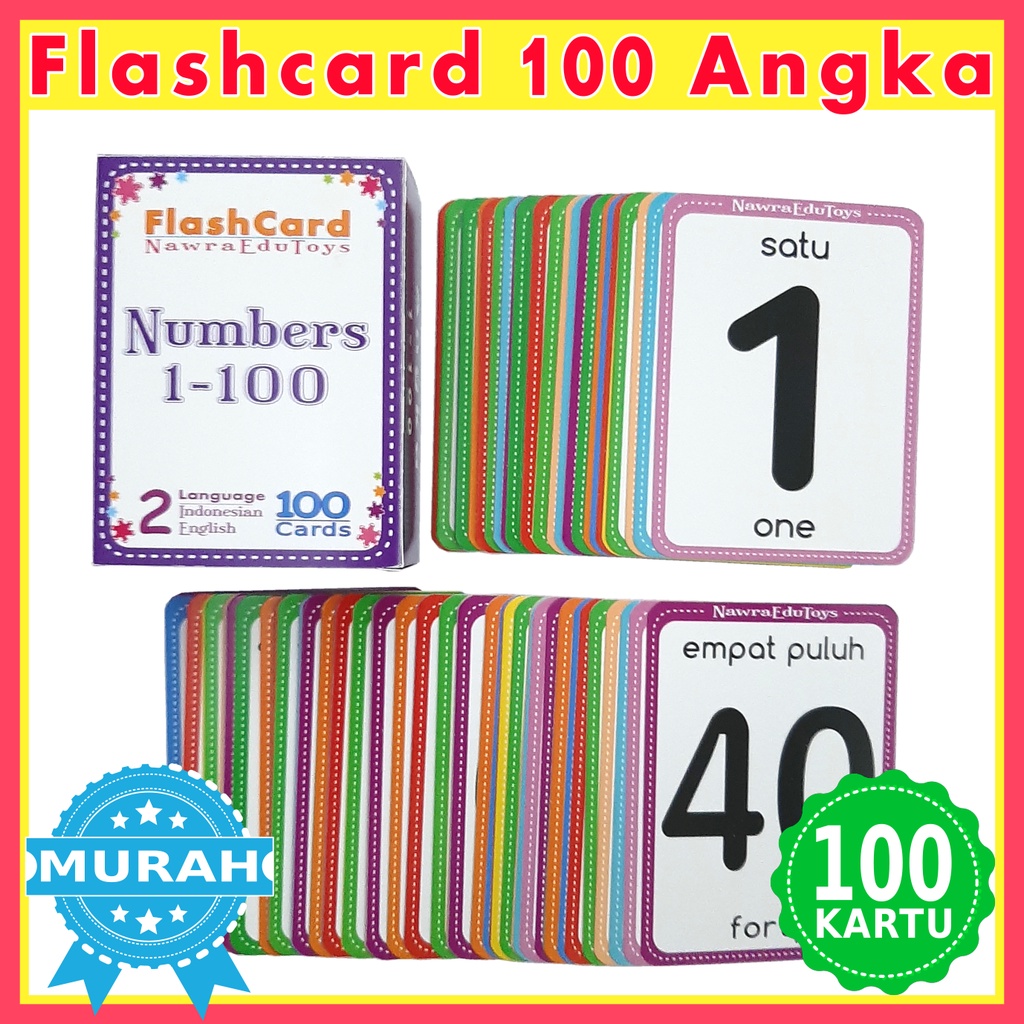 Jual Flashcard 100 ANGKA, Flash Card Number , Kartu Pintar Belajar ...