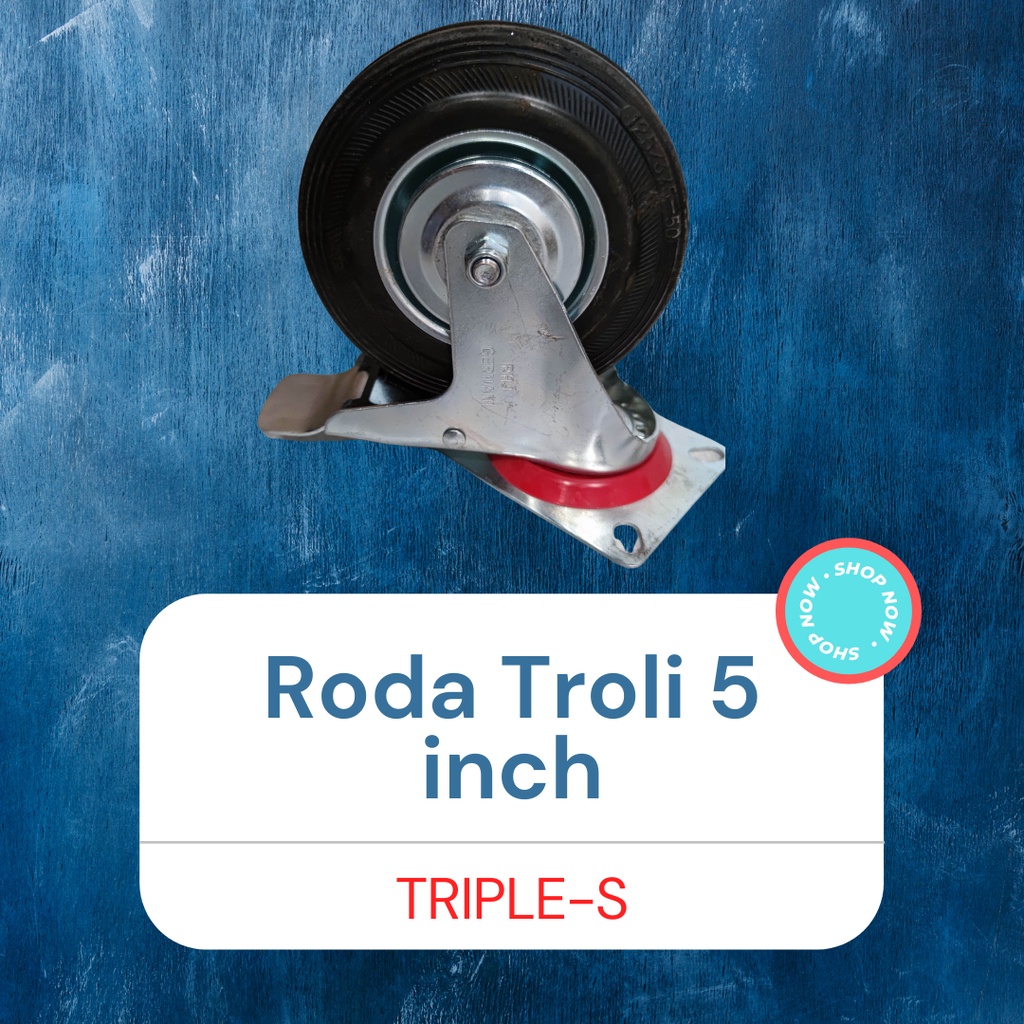 Jual Roda Troli 5 inch Roda Karet 5 inch Roda Etalase 5 inch Roda Troly ...
