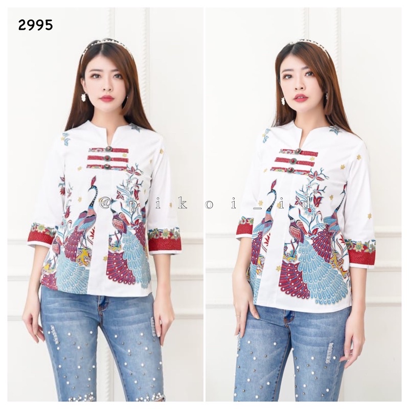 Jual Atasan batik wanita / blouse batik cewek modern / atasan kimono ...