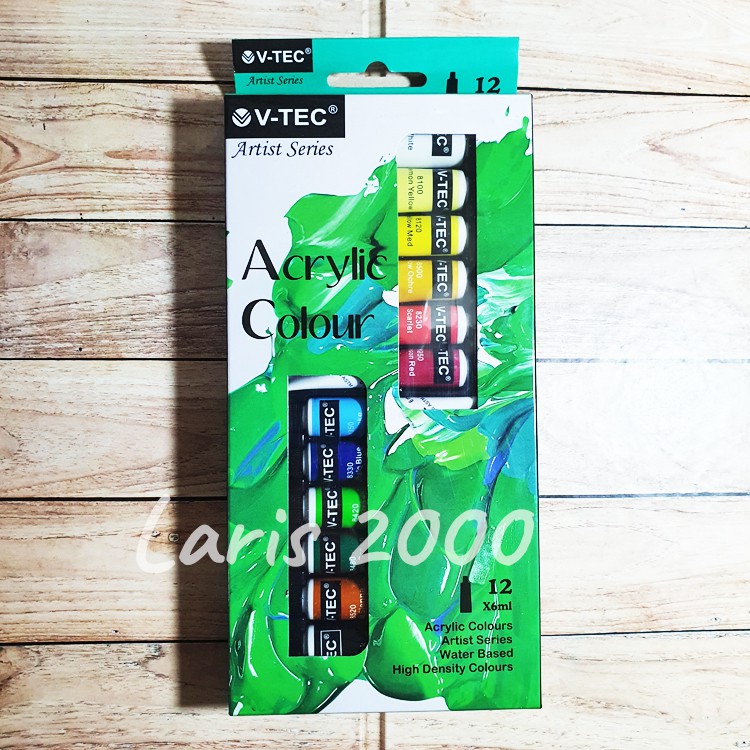 Jual Cat Akrilik 12 Warna Vtec / Cat Acrylic Colour Paint Set V-tec ...