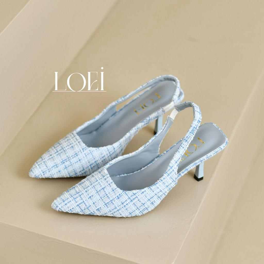 Jual LOEI Kezia Tweed High Heels Wanita Sepatu Hak Tinggi Pesta 8283 | Shopee Indonesia