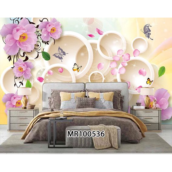 Jual WALLPAPER 3D DINDING PHOTOWALL MURAL MOTIF BUNGA LINGKARAN CANTIK ...