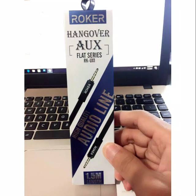 Jual KABEL AUX ROKER RK-UX1 FLAT SERIES ORIGINAL | Shopee Indonesia