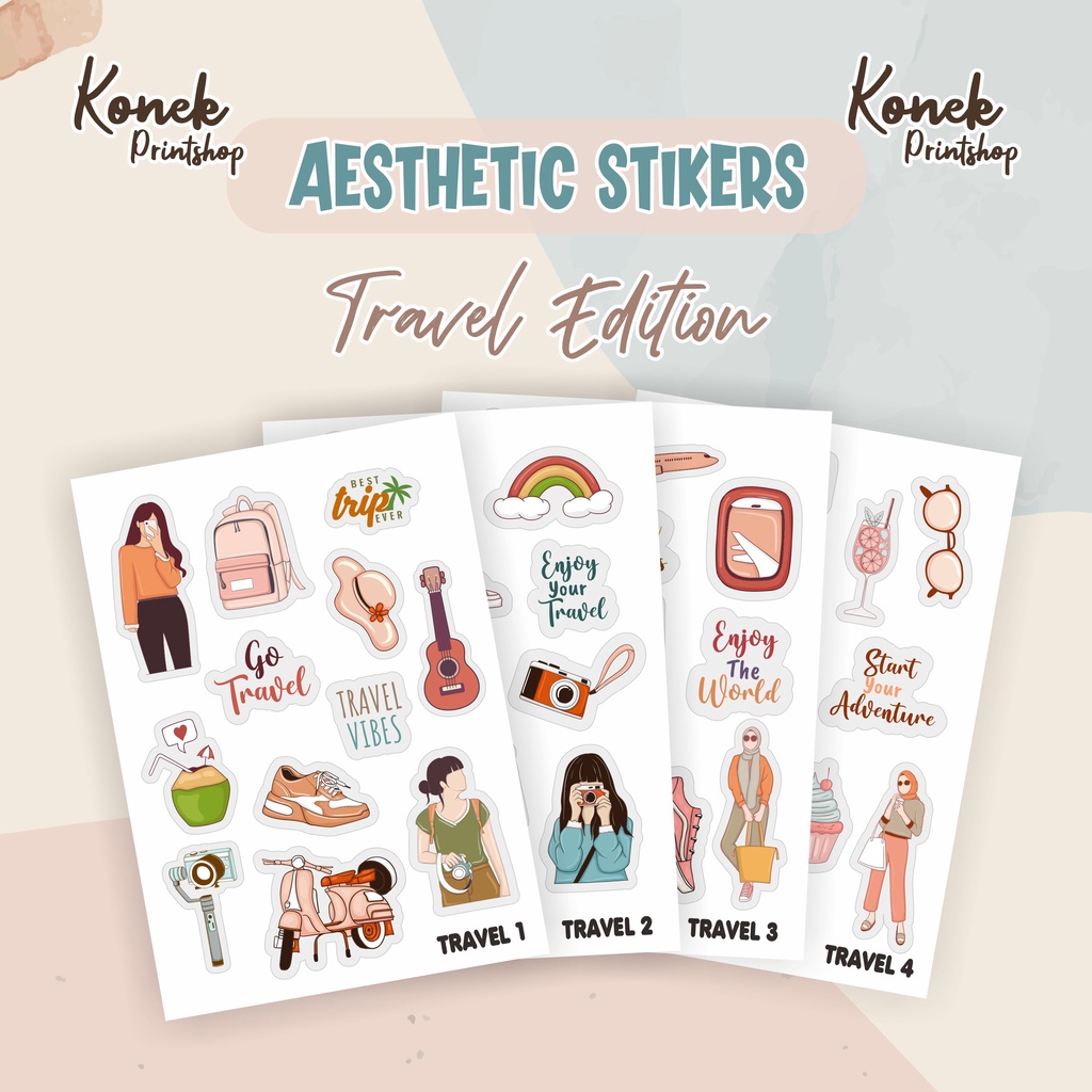 Jual Stiker Aesthetic Tema Liburan Wisata Traveling (Sudah Dipotong ...