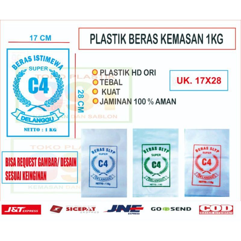 Jual plastik beras kemasan 1 kg ( isi 50 ) cap c4 Dlanggu dan mutu ...