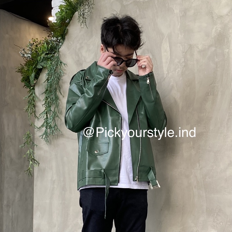 Jual jaket haechan kulit leather jacket lengan panjang blazer lengan ...