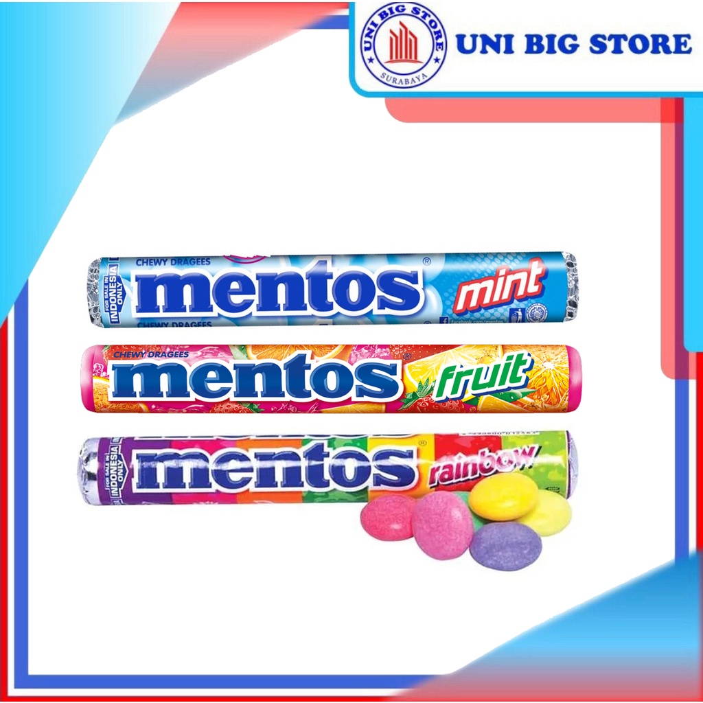 Jual Permen Mentos Roll Candy Rainbow Mint Fruit 37 gr | Shopee Indonesia