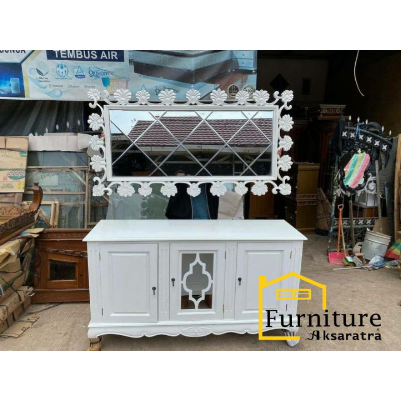 Jual Meja Buffet Cermin Kaca hias (Meja Buffet hias) | Shopee Indonesia
