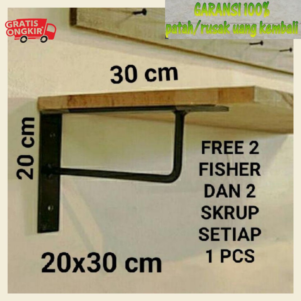Jual Rak Dinding Kamar Tidur Rak Buku Siku Besi Ambalan Papan Kayu Rak ...