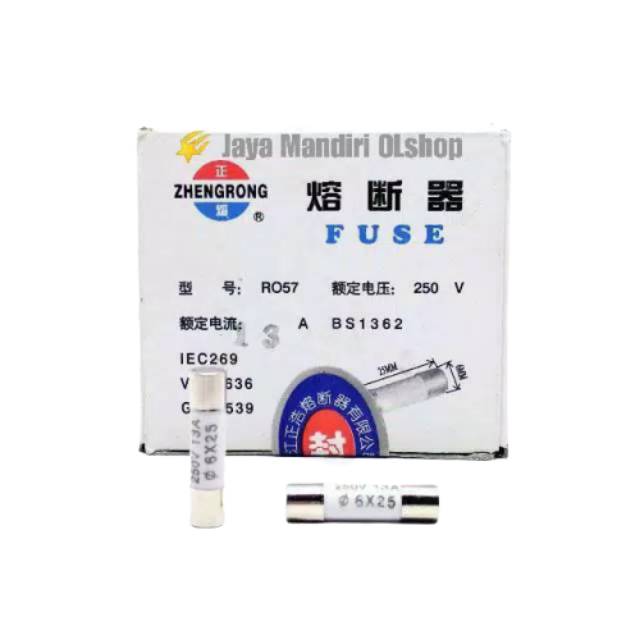 Jual Sekering AC Fuse Keramik 13A 6×25mm Sekring Ceramik 250V Sikring ...